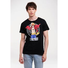 T-Shirt logoshirt "One Piece - Luffy New World", Herren, Gr. XL, schwarz, 100% Baumwolle, unifarben, normal, Rundhals, Shirts, mit lizenziertem Print