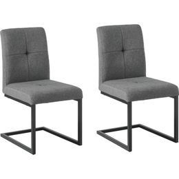 Esszimmerstuhl Home Affaire "Geranie Freischwinger, Schwingstuhl", grau (anthrazit, schwarz), B:47cm H:91cm T:60cm, Polyester, Stühle, mit 3D-Steppung, robustes Gestell, hochwertiger Stoff