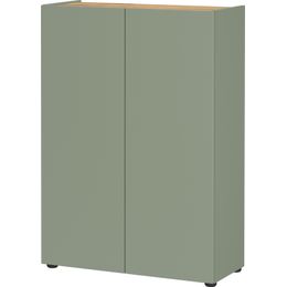 Schuhschrank Germania "GW-Alviano", grün (taupegrün, navarra, eiche, nachbildung), B:74cm H:105cm T:33cm, Spanplatte, Schränke, Platz für bis zu 12 Paar Schuhe