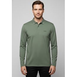Langarm-Poloshirt BOSS Green "Pirol", Herren, Gr. 3XL, open grün358, Jersey, Obermaterial: 100% Baumwolle, unifarben, regular fit normal, abgesteppte Kante, Shirts, Langarm, regular fit, Logo-Stickerei