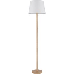 NOWA Stehlampe "JORIS", braun (holzfarben), 1, Ø 35cm H: 151cm, 1 Stk., Leuchten, Stehleuchte, Textil, Wohnzimmer, Schlafzimmer, Fußtrittschalter