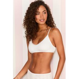 Vivance Damen Bralette, Gr. 40creme, Strick, Obermaterial: 100% Baumwolle, unifarben, BHs, aus weichem Pointelle-Strick mit Spitze