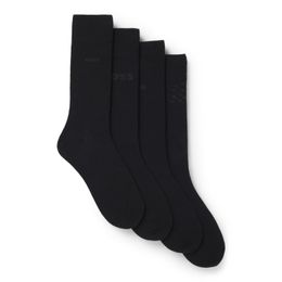 Socken BOSS "4PRSGiftset IconicCC", Damen, Gr. 40-46, schwarz 001, Baumwollmischung, unifarben, normal, Socken, Neuheit, verstärkte Zehen- und Fersenpartie