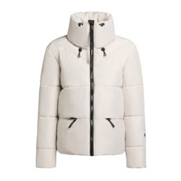Steppjacke Khujo "FLAIRE", Damen, Gr. M, beige (cremeweiß), 100% Polyester, unifarben, loose fit hüftlang, eingesetzt elastischer Bund mit Windstopper, Jacken