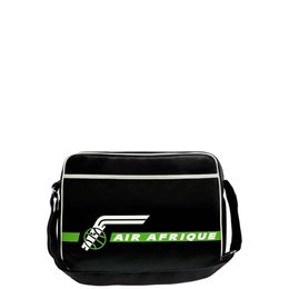 Schultertasche logoshirt "Air Afrique", Damen, Gr. B/H/T: 40cm x 30cm x 40cm, schwarz (schwarz, grün), Lederimitat, bedruckt, mehrfarbig, Taschen, mit Air Afrique-Frontprint