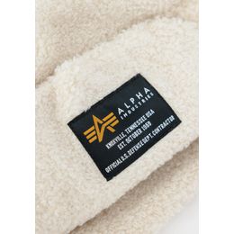 Skimütze Alpha Industries "Alpha Teddy Hat", Damen, Gr. onesize, weiß (sanftes weiß), Obermaterial: 100% Polyester, Futter: 100% Nylon, Füllung: 100% Polyester, Mützen