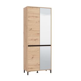 Schuhschrank Home Affaire "Flannan, Schuhregal, Schuhkommode, Gesamthöhe 205,5 cm", artisan eiche, B:80cm H:205,5cm T:40cm, Spanplatte, Schränke, mit Spiegeltür, acht Regale und eine Schublade, Gesamtbreite 80 cm