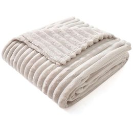 Wohndecke LEONIQUE "Millara", beige (natur), B:150cm L:200cm, Polyester, Wohndecken, Kuscheldecke in Cord-Optik, 150x200 cm, Wohndecke, Sofadecke