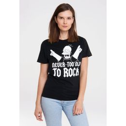 T-Shirt logoshirt "Simpsons - Homer Simpson", Damen, Gr. S, schwarz, 100% Baumwolle, bedruckt, normal, Rundhals, Shirts T-Shirt, mit lizenziertem Print
