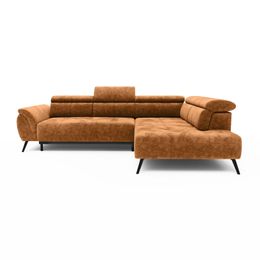 Ecksofa Ottomane rechts Chenille 284x208x79 rostfarben VALENTINA