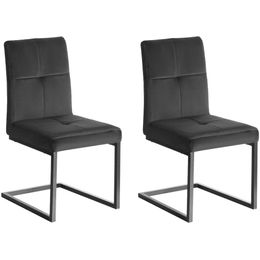 Esszimmerstuhl Home Affaire "Geranie Freischwinger, Schwingstuhl", schwarz, schwarz, B:47cm H:91cm T:60cm, Polyester, Stühle, mit 3D-Steppung, robustes Gestell, hochwertiger Stoff