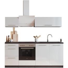 Küche respekta "Amanda", weiß (küche: weiß, front: weiß, korpus: eiche grau, arbeitsplatte: eiche grau), B:210cm H:200cm T:60cm, Komplettküchen-Sets, Breite 210 cm, mit Soft-Close, exklusiver Konfiguration für OTTO