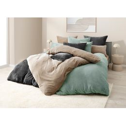 Bettlaken my home "Desner3", grau (anthrazit), B:180cm L:200cm, Microfaser, Obermaterial: 100% Polyester, Bettlaken, Mikrofaser, für Matratzen bis 20cm Höhe, Cashmere-Touch, Bettlaken