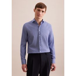 Businesshemd Seidensticker "Regular", Herren, Gr. XL44, normale Ärmellängen, blau, 100% Baumwolle, Strukturmuster, regular fit, 2-Knopf-Manschette, Hemden, Regular 1/1 Kentkragen Struktur