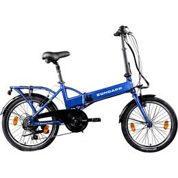 Zündapp E-Bike ZÜNDAPP "Z101" Gr. 37, blau, Elektrofahrräder, 37cm, 20 Zoll (50,80cm), Pedelec, Elektrofahrrad für Damen u. Herren