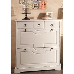 Schuhkommode Home Affaire "Klera", weiß, B:81cm H:93cm T:37cm, FSC-zertifiziertes Massivholz, Sideboards, Breite 81 cm, aus massiver Kiefer, FSC-zertifiziert