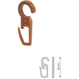 Faltenclip Liedeco, braun (kirschbaumfarben), H:3,5cm &Oslash;:1cm, Kunststoff, Gardinenbefestigungen, Faltenlegehaken, f&uuml;r Gardinenringe &Ouml;se 10 mm
