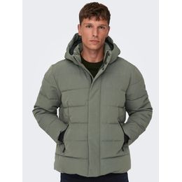 Only & Sons Steppjacke ONLY & SONS "ONSCAYSON PUFFA OTW NOOS", Herren, Gr. L, castor gray, Web, Obermaterial: 100% Polyester, unifarben, regular fit normal, Rippbündchen, Jacken