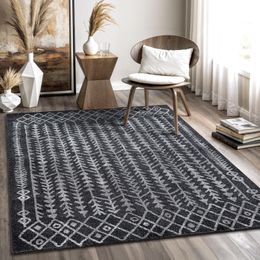 Teppich Sanat "Boho 8204", schwarz, B:80cm H:10mm L:200cm, Kunstfaser, Teppiche, Kurzflor, robust, Boho, Scandic, für Fussbodenheizung geeignet