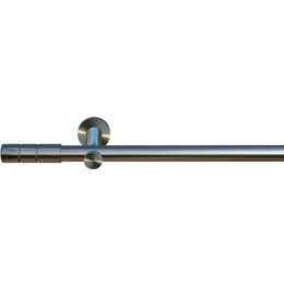 Gardinenstange Indeko "Hamburg", silber (edelstahlfarben), L:410cm Ø:20mm, Metall, Gardinenstangen, Komplett-Set inkl. Montagematerial