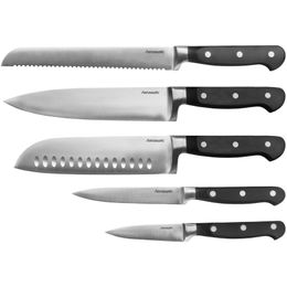 Messer-Set Hanseatic "Hanseatic PREMIUM, 5-teilig", schwarz, Edelstahl, Kochmesser-Sets, mit schwarzen Griffen, mit Nieten