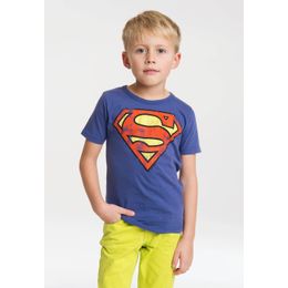 T-Shirt logoshirt "Superman", Mädchen, Gr. 140, blau, 100% Baumwolle, bedruckt, normal, Rundhals, Shirts, mit heldenhaftem Vintage-Print