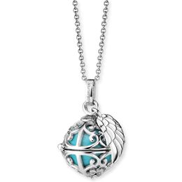 Kette mit Anhänger Engelsrufer "Schmuck Geschenk, Engelsrufer Relaunch mit Flügelanhänger, ERN-ER23" Gr. XS, blau (silberfarben, perlmuttfarben, türkis), Halsketten, Damen, XS, Messing Silber 925 (Sterlingsilber), L: 50 B: 1,33mm, Messing, Silber 925 (Sterlingsilber), B:1,33mm