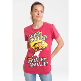 T-Shirt logoshirt "Looney Tunes - Speedy Gonzales", Damen, Gr. XL, rot, 100% Baumwolle, bedruckt, normal, Rundhals, Shirts T-Shirt, mit lizenziertem Print
