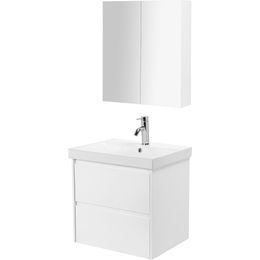 Badmöbel-Set Welltime "Clarence", weiß, Breite 60cm, Kastenmöbel-Sets, Waschplatz mit 2 Auszügen und Softclose Breite 60cm & 80cm