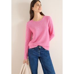 Rundhalspullover Cecil, Damen, Gr. L (42), heather schwarz blossom melange, Strick, Obermaterial: 60% Baumwolle, 40% Polyester, meliert, regular fit normal, Rundhals, gerader Abschluss, Pullover, mit Struktur