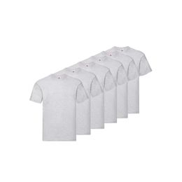 T-Shirt Fruit of the Loom "sechs Stück in unterschiedlicher Farbkomination", Herren, Gr. L, erdgrau, Single Jersey, Obermaterial: 100% Baumwolle, unifarben, Basic, schmal normal, Rundhals, Shirts, mit Rundhalsausschnitt