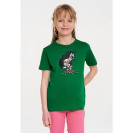 T-Shirt logoshirt "Der kleine Maulwurf", Mädchen, Gr. 140/152, grün (dunkelgrün), 100% Baumwolle, bedruckt, normal, Rundhals, Shirts, mit coolem Print
