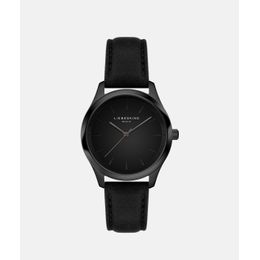 Quarzuhr Liebeskind Berlin "Basic Staples", schwarz, schwarz, Armbanduhren, Damen, Armbanduhr, Damenuhr, Lederarmband, analog