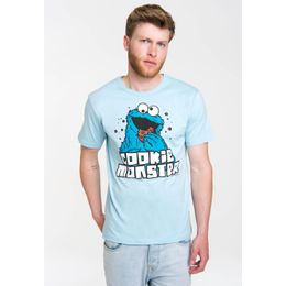 T-Shirt logoshirt "Sesamstrasse - Krümelmonster", Damen, Gr. S, blau, 100% Baumwolle, bedruckt, normal, Rundhals, Shirts T-Shirt, mit coolem Print