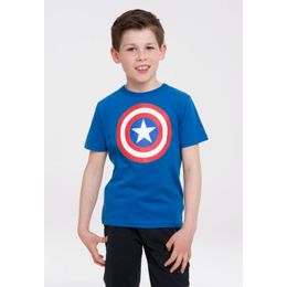 T-Shirt logoshirt "Marvel Comics", Mädchen, Gr. 104, blau, 100% Baumwolle, bedruckt, normal, Rundhals, Shirts, mit lizenziertem Design