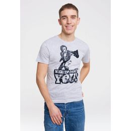 T-Shirt logoshirt "NICE TO MEET YOU", Damen, Gr. M, grau, 100% Baumwolle, bedruckt, normal, Rundhals, Shirts T-Shirt, mit Dirty Harry-Print