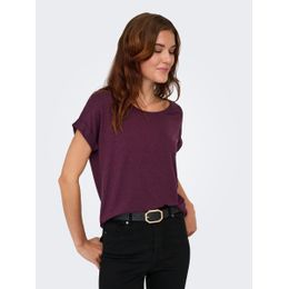 T-Shirt Only "ONLMOSTER &ndash; Kurzarmshirt mit Aufschlag und klassischem Look", Damen, Gr. L, rot (winetasting), Jersey, Obermaterial: 75% Viskose, 20% Polyester, 5% Elasthan, unifarben, regular fit normal, Rundhals, mit Aufschlag, Shirts T-Shirt, unifarben, casual, regular fit, Viskosemischung, Rundhals