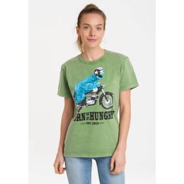 T-Shirt logoshirt "Sesamstrasse - Kr&uuml;melmonster Motorrad", Damen, Gr. S, gr&uuml;n (hellgr&uuml;n), 100% Baumwolle, bedruckt, normal, Rundhals, Shirts T-Shirt, mit lizenziertem Print