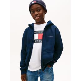 Sweatjacke Tommy Hilfiger, Jungen, Gr. 14 (164), schwarz night navy, Sweatware, Obermaterial: 80% Baumwolle, 20% Polyester, unifarben, regular fit normal, Rundhals, eingesetzt angesetztes Bündchen, Sweatjacken, Regular fit, für Kinder bis 16 Jahre