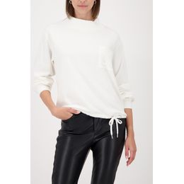 Sweatshirt monari "Sweatshirt Basic Schmuckdetail", Damen, Gr. 36, off, weiß, Sweatware, Obermaterial: 52% Modal, 42% Polyester, 6% Elasthan, unifarben, regular fit taillenbedeckt, Rundhals, eingesetzt angesetztes Bündchen, Sweatshirts, Regular fit mit Stehkragen