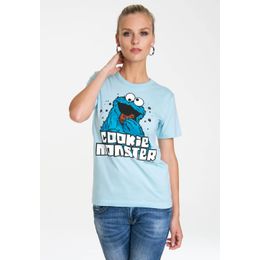 T-Shirt logoshirt "Sesamstrasse - Kr&uuml;melmonster", Damen, Gr. XS, blau (hellblau), 100% Baumwolle, bedruckt, normal, Rundhals, Shirts T-Shirt, mit lizenziertem Originalddesign