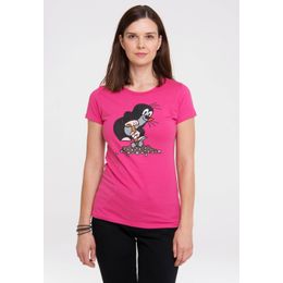 T-Shirt logoshirt "Der kleine Maulwurf", Damen, Gr. S, pink, 100% Baumwolle, bedruckt, normal, Rundhals, Shirts T-Shirt, mit lizenziertem Originaldesign
