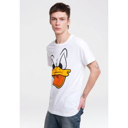 T-Shirt logoshirt "Donald Duck", Herren, Gr. L, weiß (altweiß), 100% Baumwolle, bedruckt, normal, Rundhals, Shirts, im lizenziertem Originaldesign