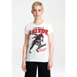 T-Shirt logoshirt "Black Widow", Damen, Gr. S, wei&szlig; (altwei&szlig;), 100% Baumwolle, bedruckt, normal, Rundhals, Shirts T-Shirt, mit Superheldinnen-Frontdruck