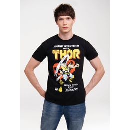 T-Shirt logoshirt "Marvel Comics - Thor, Journey", Damen, Gr. M, schwarz, 100% Baumwolle, unifarben, normal, Rundhals, Shirts T-Shirt, mit lizenziertem Print