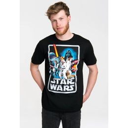 T-Shirt logoshirt "Krieg der Sterne Poster", Damen, Gr. S, schwarz, 100% Baumwolle, bedruckt, normal, Rundhals, Shirts T-Shirt, mit tollem Print