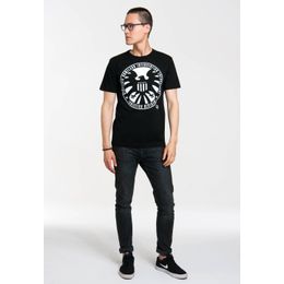 T-Shirt logoshirt "S.H.I.E.L.D. - Logo - Marvel Comics", Herren, Gr. XL, schwarz, 100% Baumwolle, bedruckt, normal, Rundhals, Shirts T-Shirt, mit Shield-Retro-Print