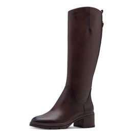 Tamaris Damen Stiefel, Gr. 41mokka, Leder, Lederimitat, unifarben, used, Schuhe, Blockabsatz, Businesstiefel, Langschaftstiefel im Reiterlook