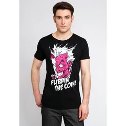 T-Shirt logoshirt "Two Face - Flippin\ The Coin", Damen, Gr. S, schwarz, 100% Baumwolle, bedruckt, normal, Rundhals, Shirts T-Shirt, mit tollem Two Face-Print
