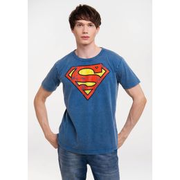 T-Shirt logoshirt "DC Comics &ndash; Superman", Herren, Gr. S, blau (hellblau), 100% Baumwolle, bedruckt, unifarben, normal, Rundhals, Shirts T-Shirt, mit lizenziertem Print